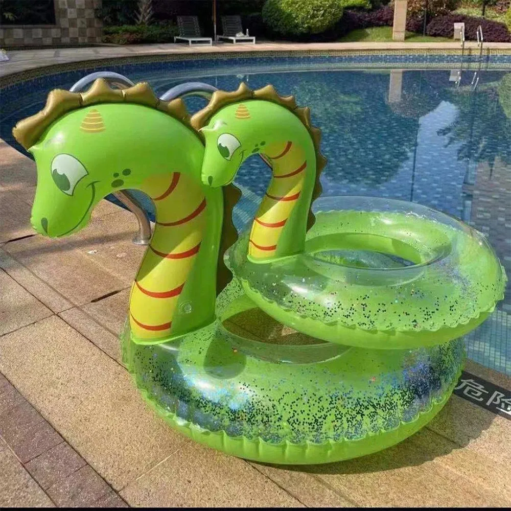 Inflatable Swim Ring: Dinosaur Pool Float For Kids & Adults, Cute ...