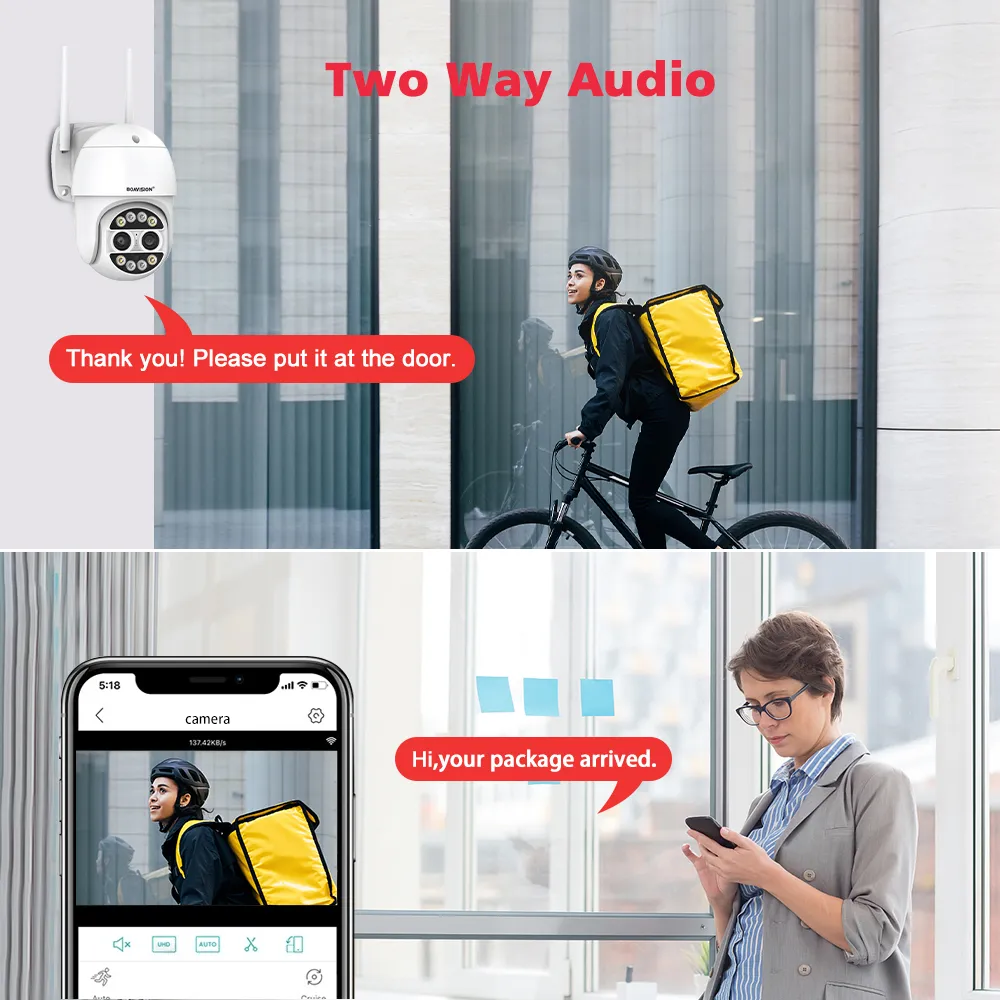 4K 8MP 8X Zoom 2.8mm+12mm Dual Lens WiFi PTZ Outdoor AI Human Auto ...