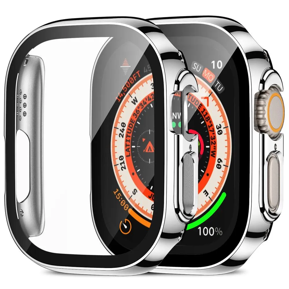 Apple Watch Case Ultra 49mm Glass Protector, Straight Edge iWatch Cover ...
