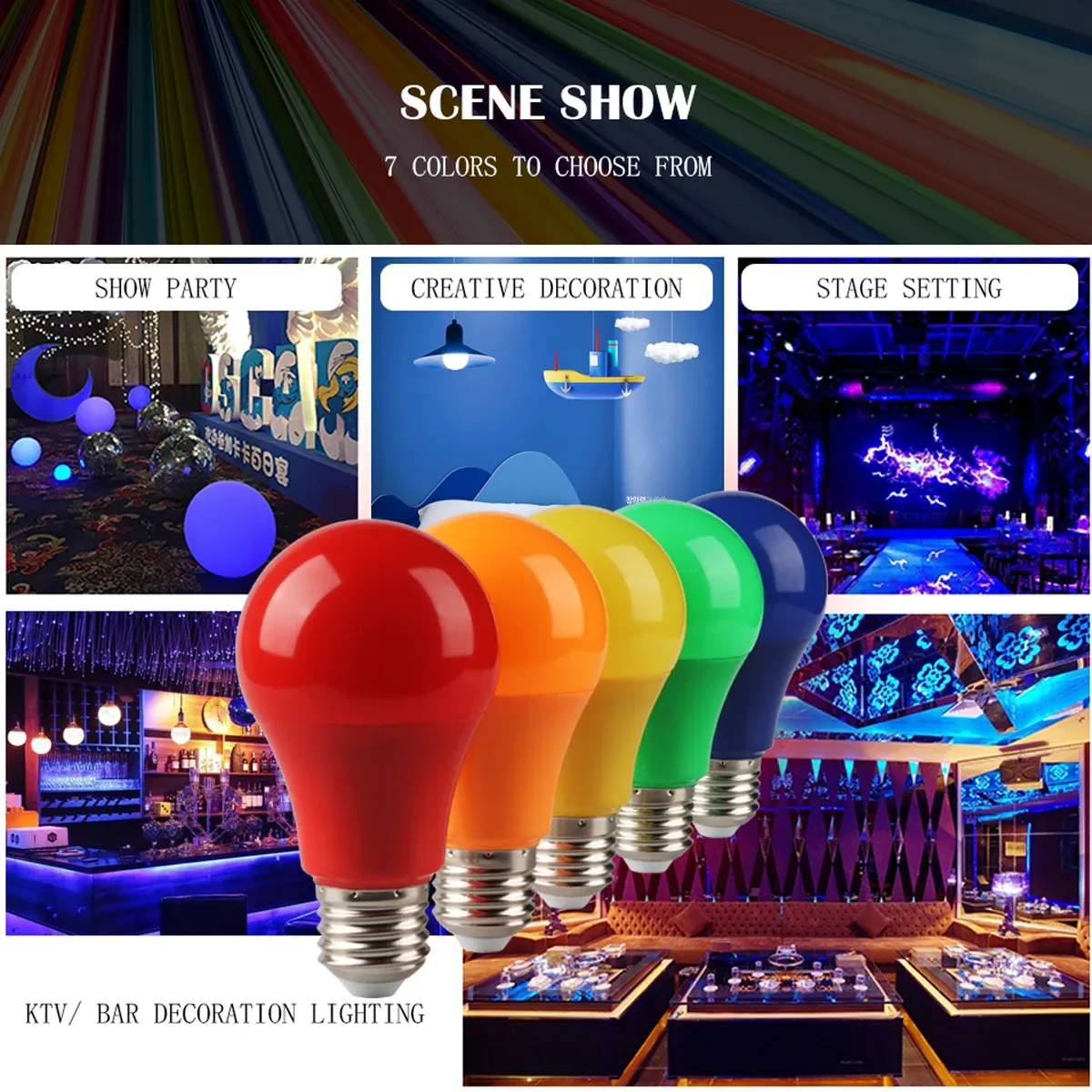DHgate.com:Multicolor E27 B22 Base LED Bulb Lamp, 8W AC 100-240V, Red ...