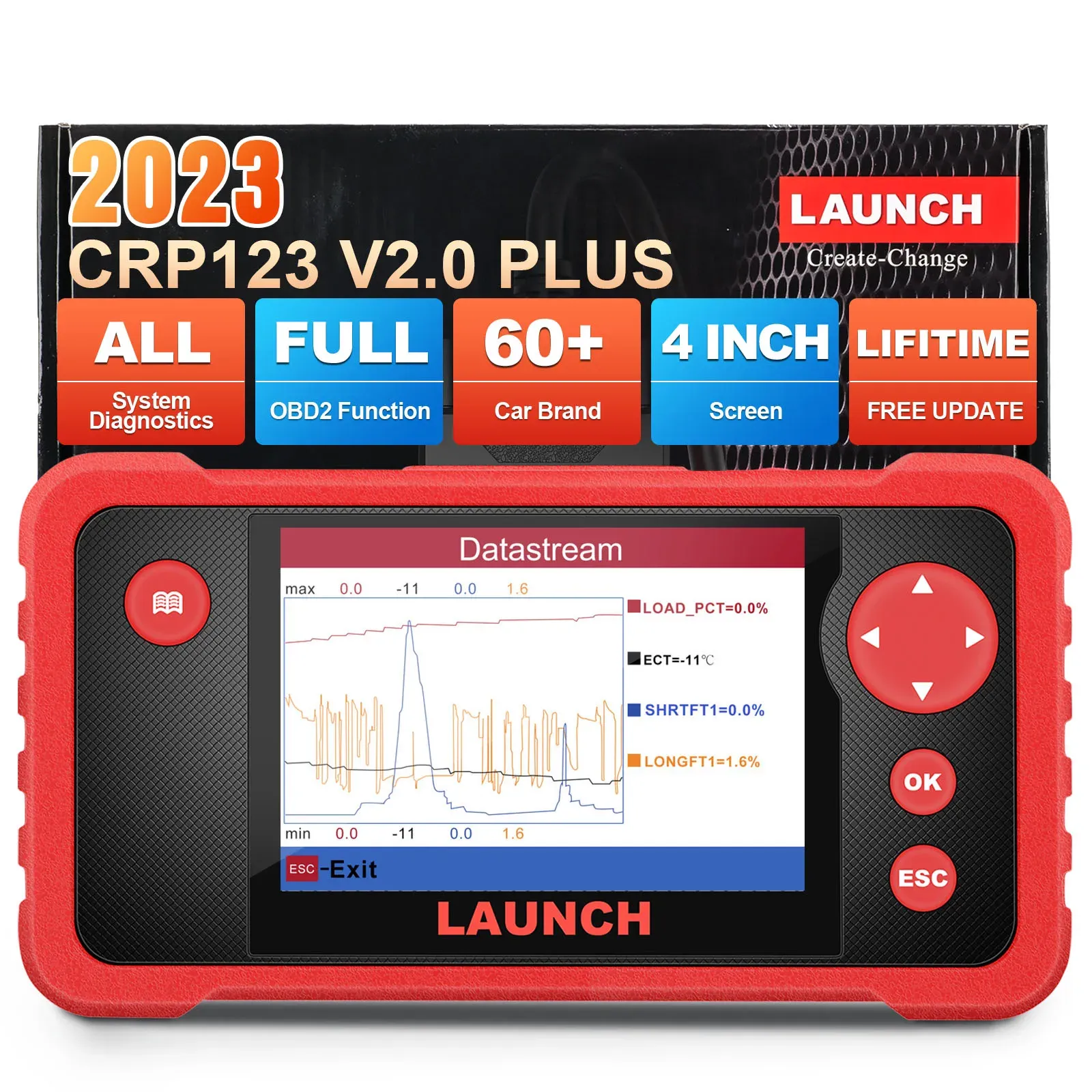 LAUNCH CRP123 V2.0 Plus OBD2 Scanner: Professional Auto Code Reader for ...