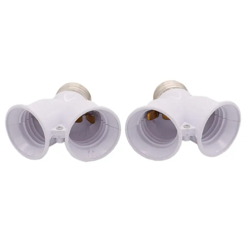 E27 to Double E27 Socket Adapter - White LED Light Bulb Base Holder ...