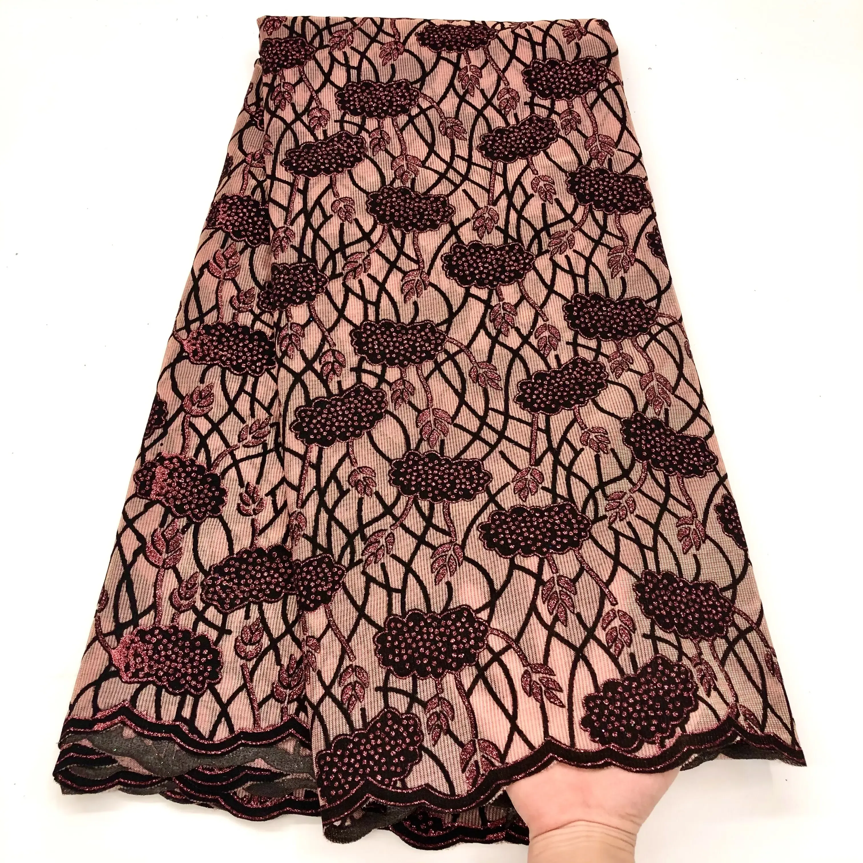Green African Velvet Lace Fabric 59 in Wide French Velvet Flocking Lace ...