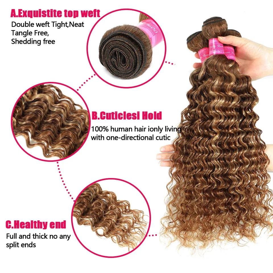 DHgate.com:Luxurious Peruvian Deep Wave Ombre Blonde Human Hair Weave ...