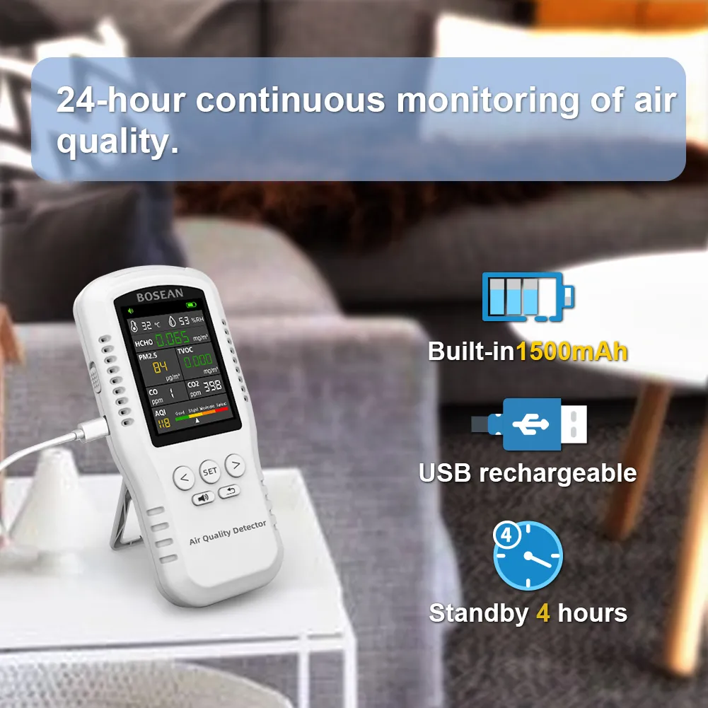 DHgate.com:Advanced Multi-Sensor Air Quality Monitor: Real-Time Monitoring for CO2, CO, PM2.5 ...