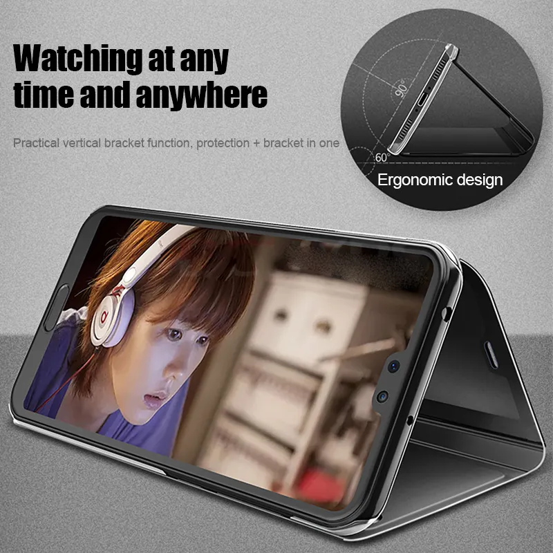 Honor X6 Case with Smart Mirror Flip, Magnetic Stand Book Cover for ...