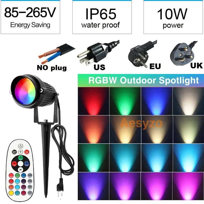 DHgate.com:10W RGBW LED Spotlights IP66, Color-Changing Landscape ...