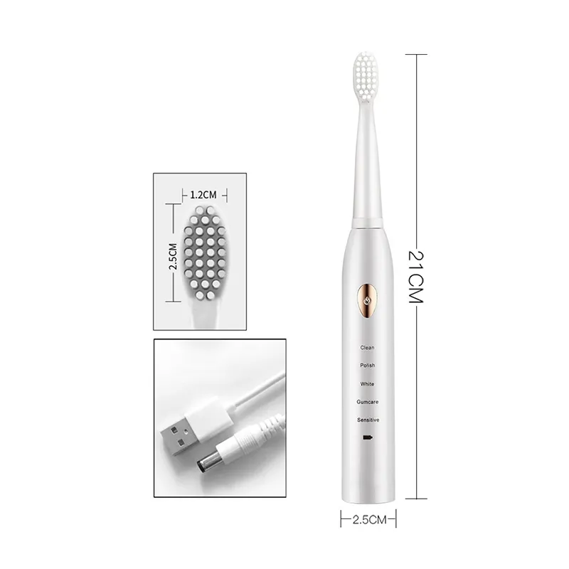 DHgate.com:5-Mode Sonic Electric Toothbrush with Soft Bristles, IPX7 ...