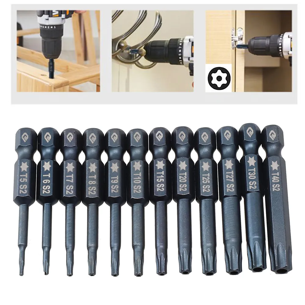 Magnetic Torx Screwdriver Bit Set 1/4 Hex Shank Alloy Steel T5-T40 ...