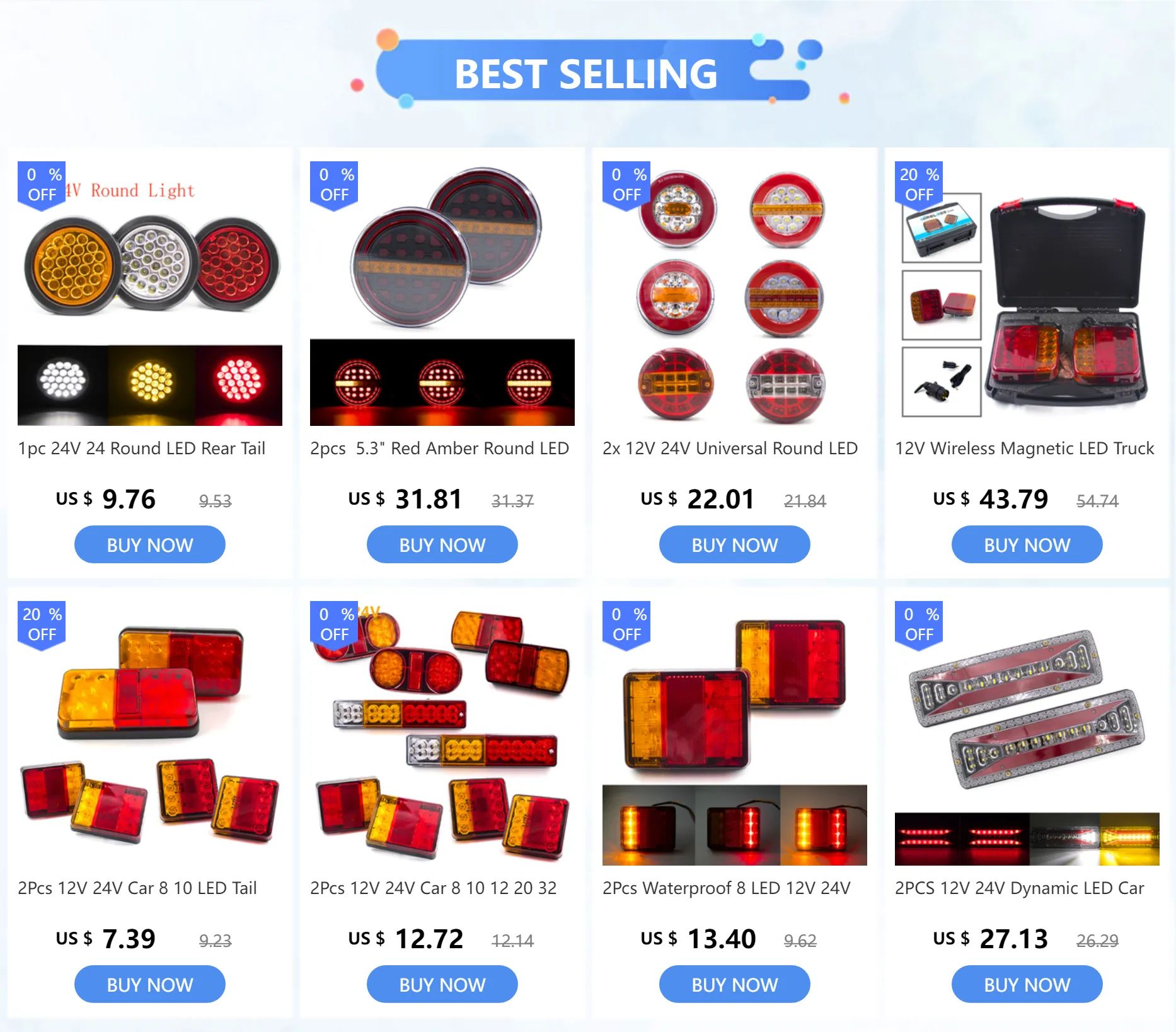 12V 24V Car Round LED Rear Tail Light Brake Stop Side Marker Warning ...