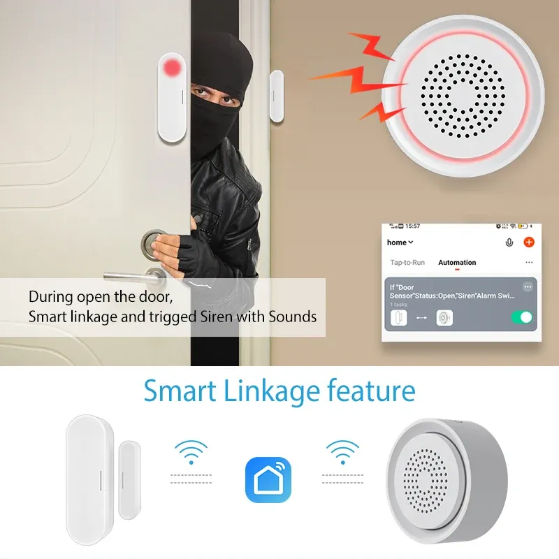 Tuya Smart Siren WiFi Alarm Sensor with Sound & Light Alerts, USB ...