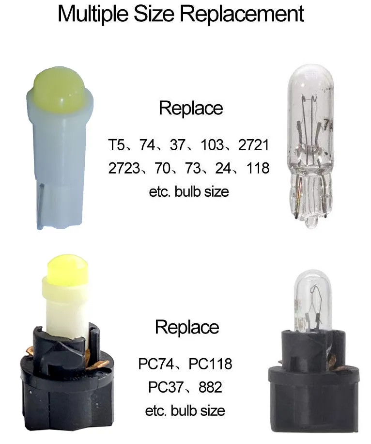 T5 W1.2W W2X2.6d 11mm Diameter V-2 Holder Socket LED Car Interior ...