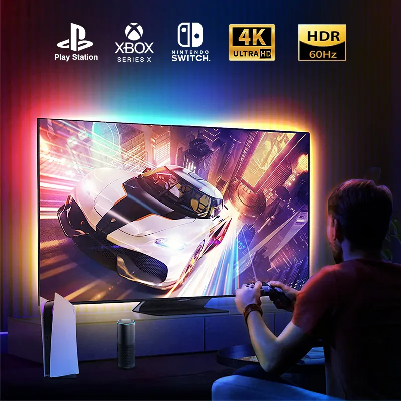 4K RGBIC LED TV Backlight Strip, Smart WiFi Bluetooth TV LED Light Kit ...