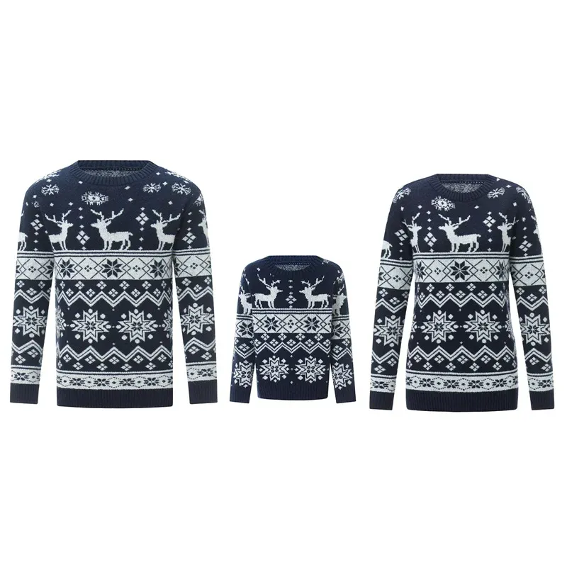 Christmas Snowflake Print Warm Family Matching Pullover Sweaters from ...