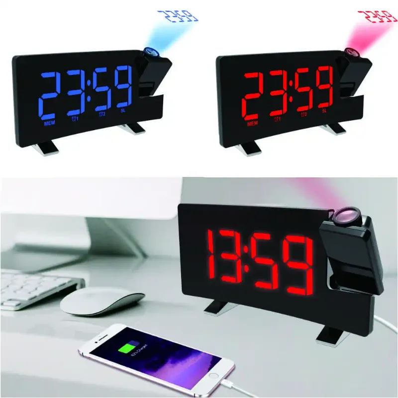 Relojes De Mesa Led Reloj Digital Proyección Alarma Electrónica De ...