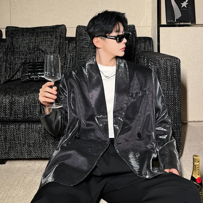 Liquid Metal Multicolor Men's Blazer: Personalized Double-Breasted Suit ...