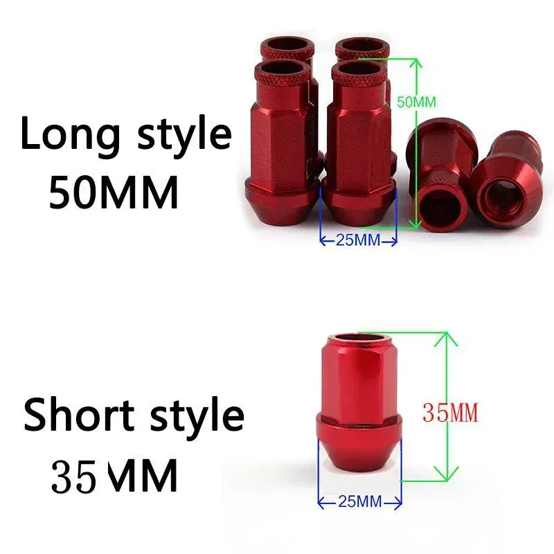 D1 Spec Aluminum Alloy M12x1.5/1.25 JDM Car Racing Wheel Lug Nuts, Set ...