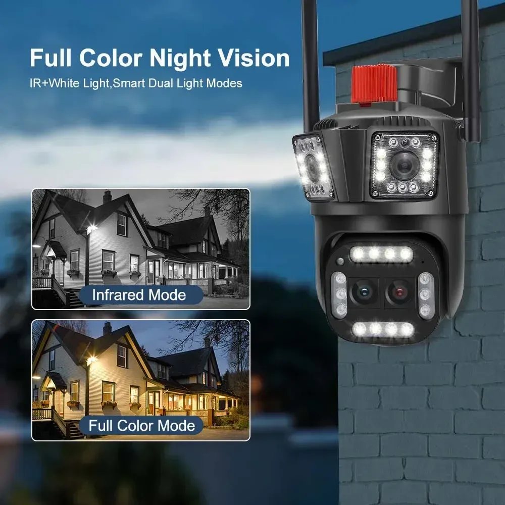 20248K 16MP PTZ WiFi Outdoor Camera, 12X Zoom 4-Lens 3-Screen AI ...
