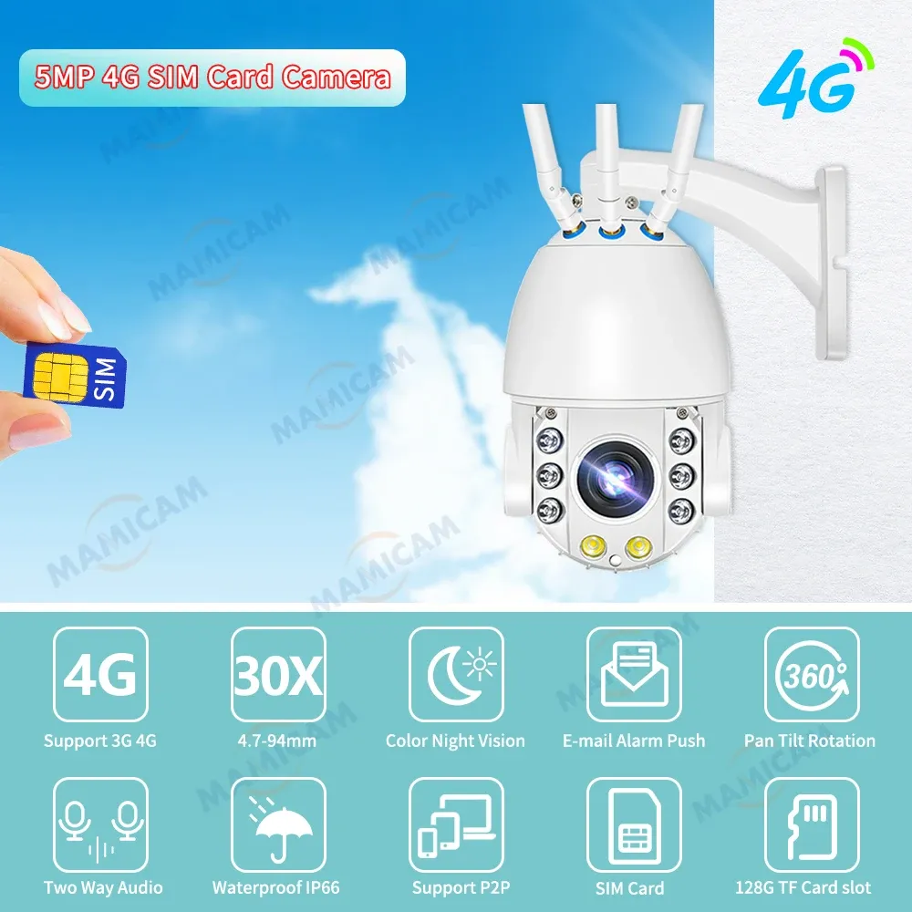 5MP 30X Optical Zoom 4G SIM Card IP Camera Outdoor 1080P HD Video ...