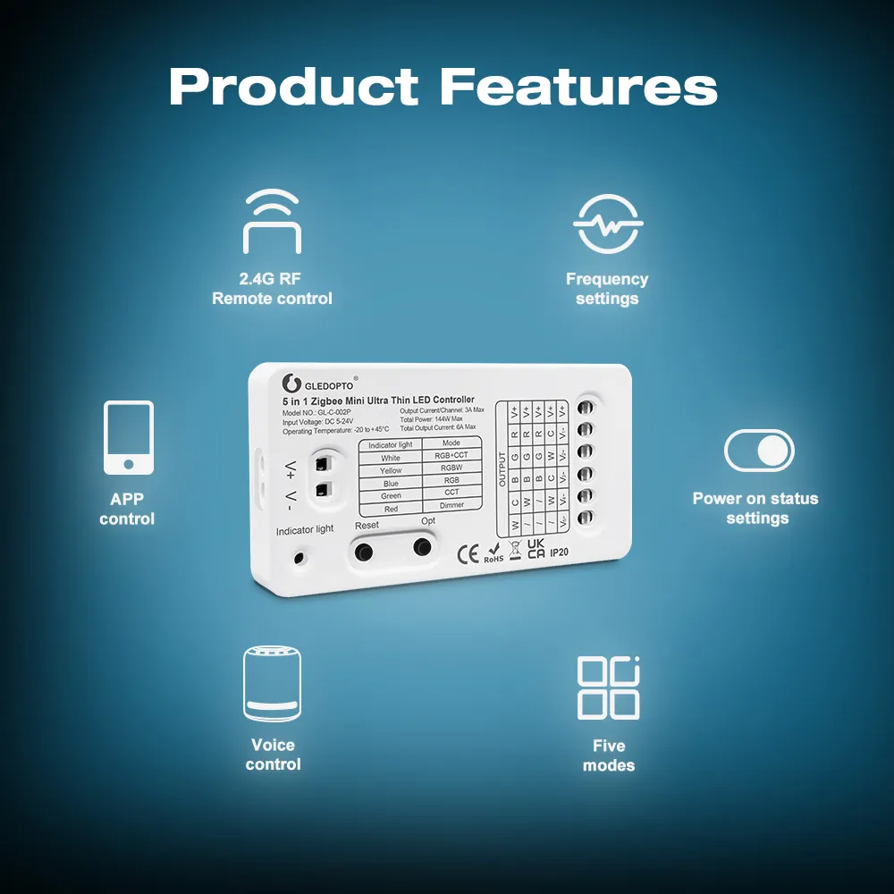 DHgate.com:5-in-1 Zigbee LED Controller: 2.4G RF Remote, CCT RGB RGBW ...