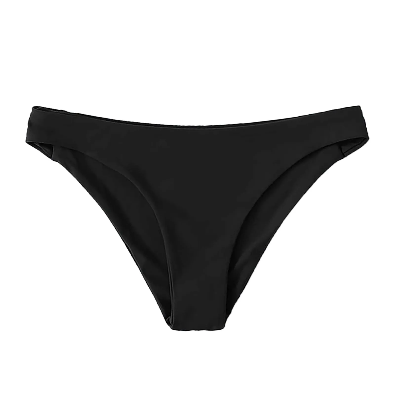 High Cut Bikini Bottoms Mid Waist Solid Color Swim Bottoms for Women ...