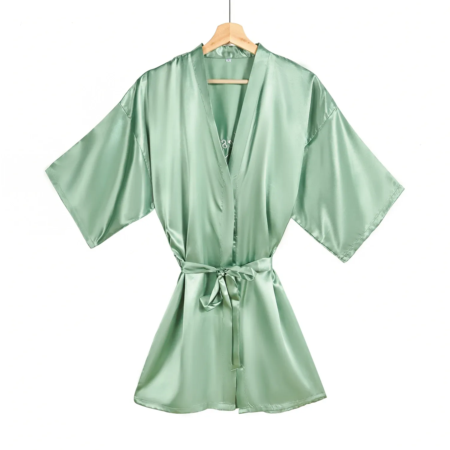 Elegant Sage Green Bridesmaid Kimono Robe with Personalized Embroidery ...