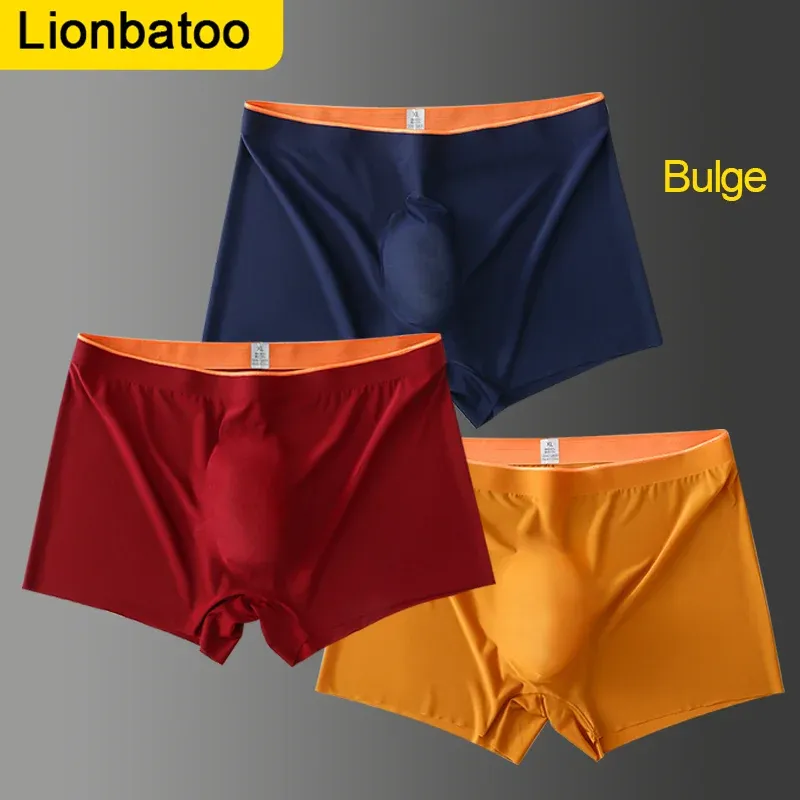 2-Pack Men's Breathable Ice Silk Bulge Enhancing Boxer Shorts, Sexy ...