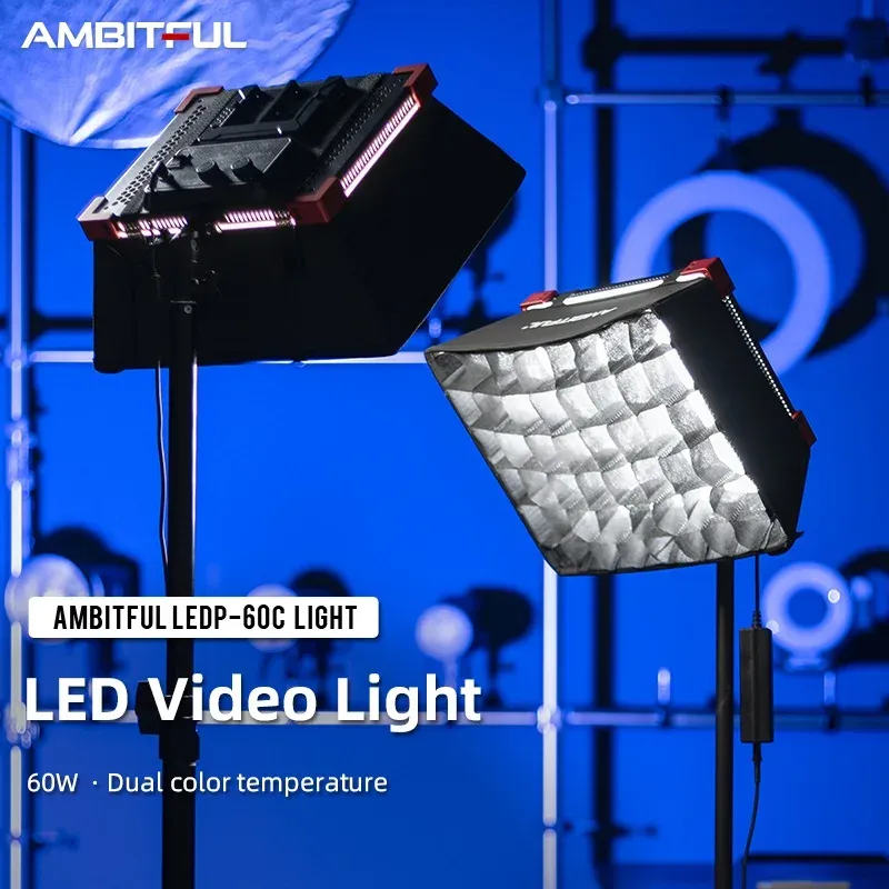 AMBITFUL LEDP60C 60W 3200-5600K Dual Color Temperature LED Video Light ...