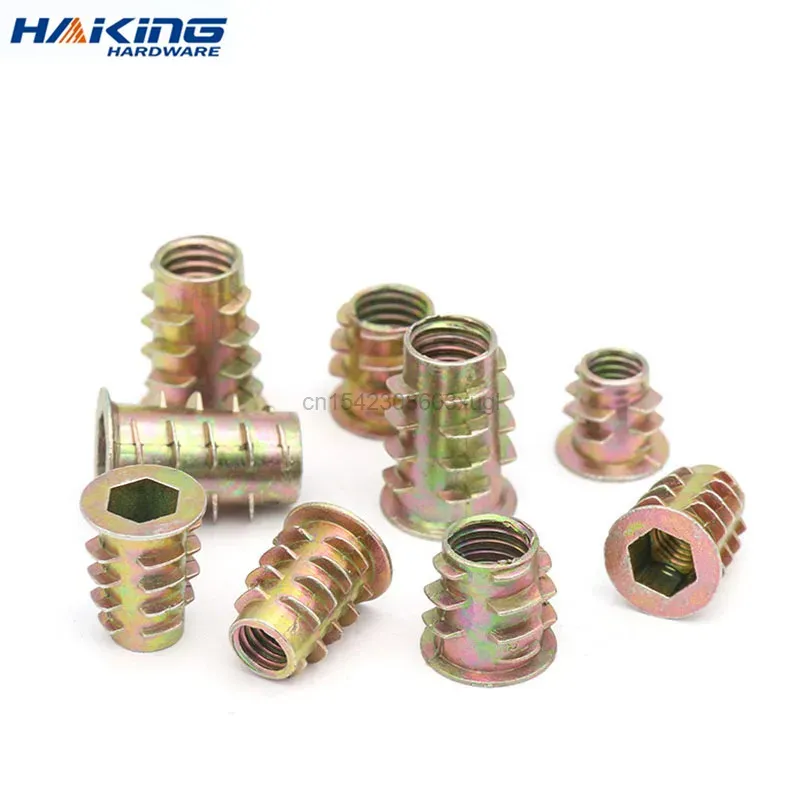 10/20/Zinc Alloy Wood Insert Nuts M4 M5 M6 M8 M10 Flanged Hex Drive ...