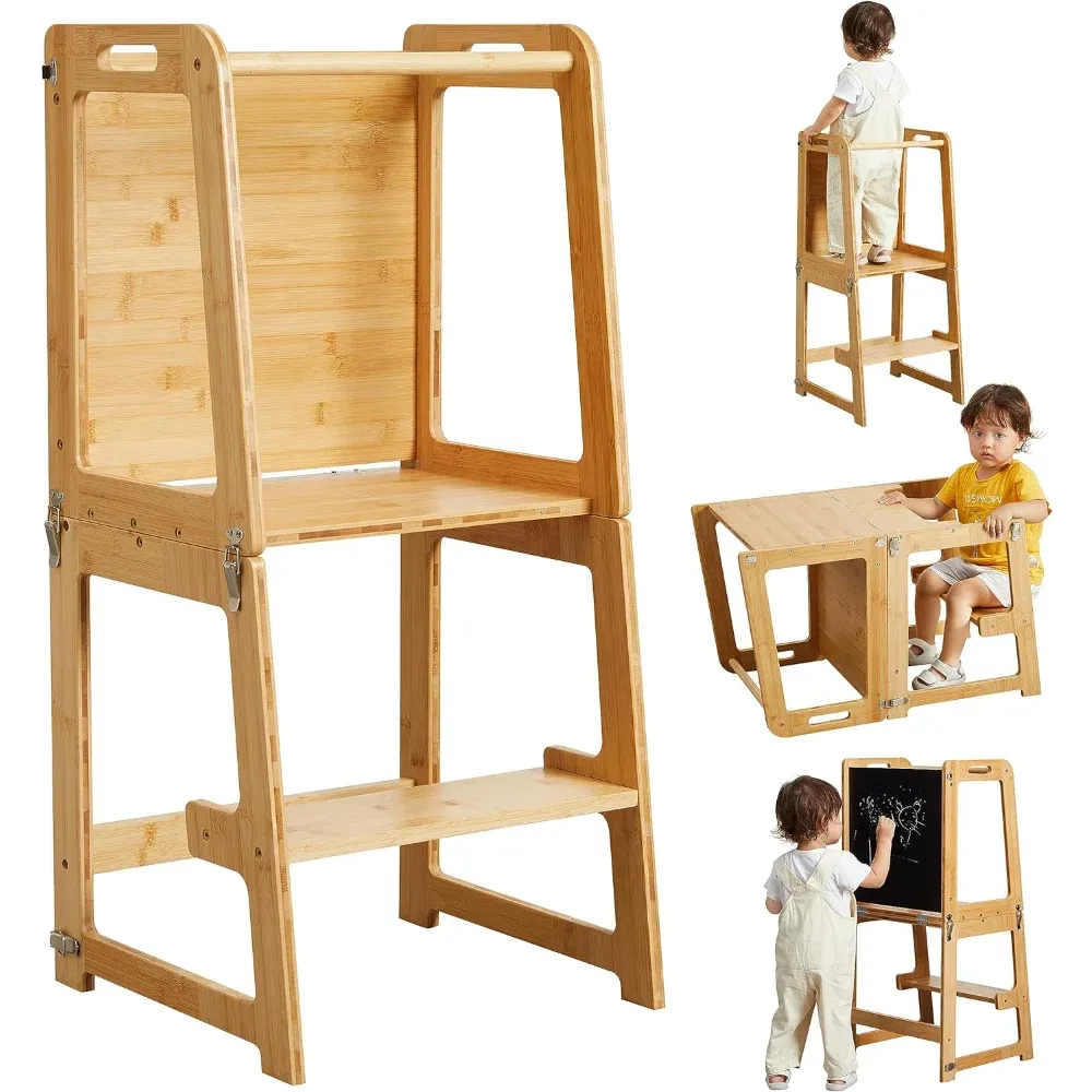 4 In 1 Standing Tower For Toddlers And Kids 1 6 Years, Bamboo Kitchen ...