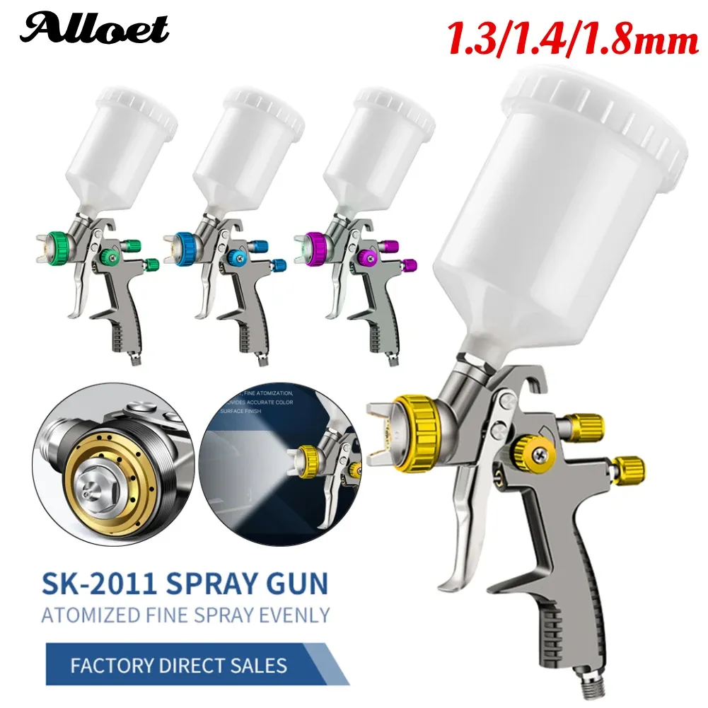 DHgate.com:HVLP Spray Gun 1.3/1.4/1.8mm Nozzle Steel Gravity Feed ...