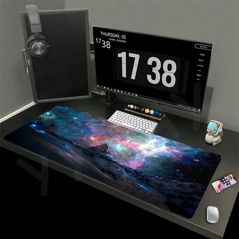 Gaming Mousepad with Space Design, Large Mouse Mat, Big Desk Pad, Non ...