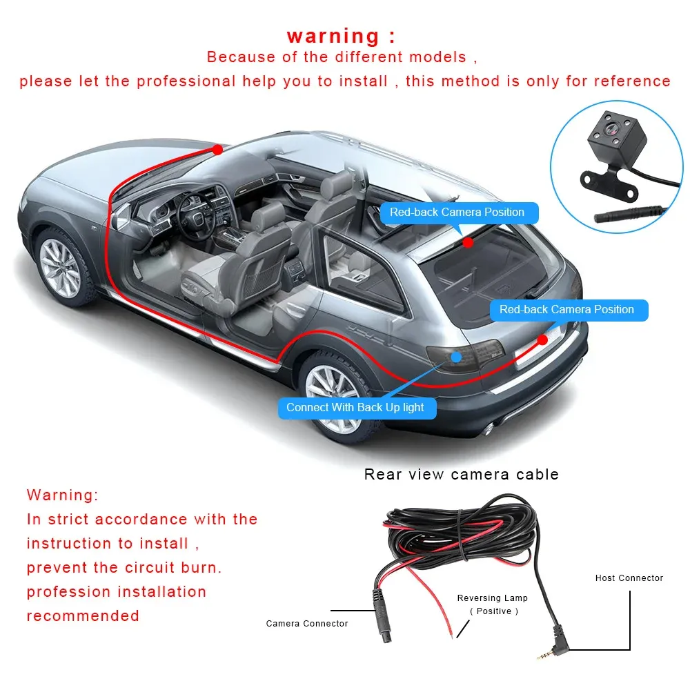 12V Car DVR Rear View Camera Dual Lens Dash Cam Video Recorder DashCam ...