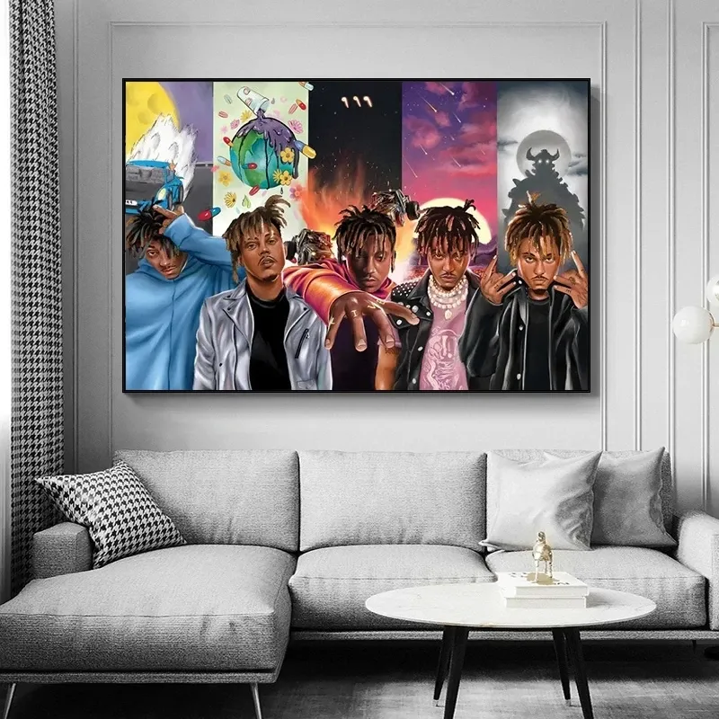 Singer Juice Wrld Hip Hop Rapper Canvas Print Abstract Street Wall Art ...