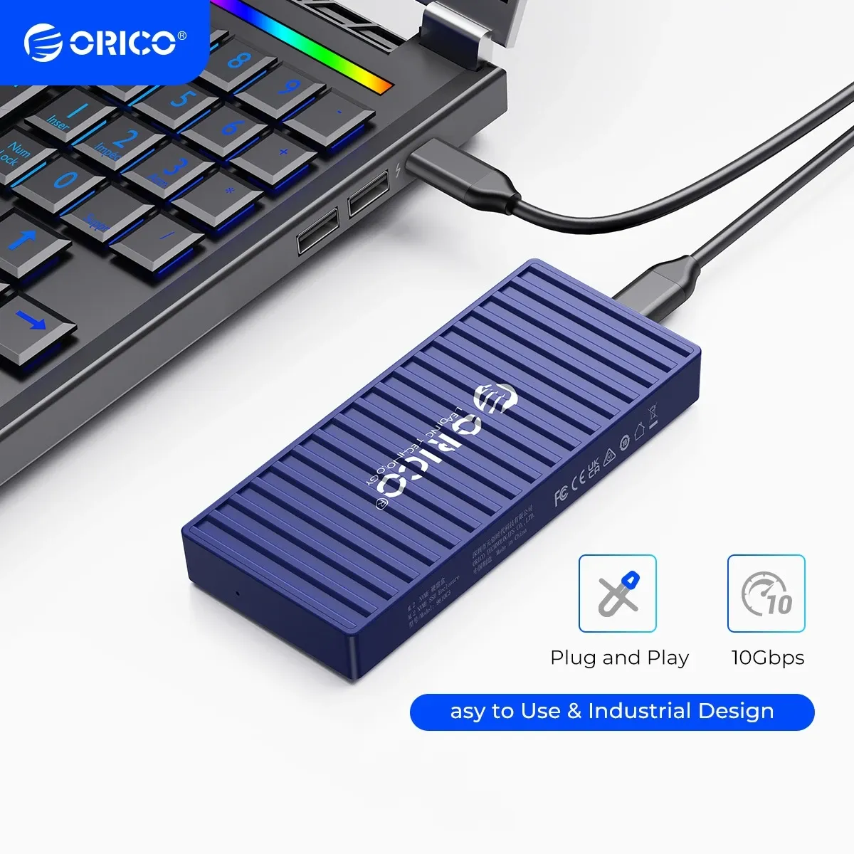 ORICO 10Gbps M.2 NVMe SSD Enclosure With USB3.1 Gen2 Type C Output ...