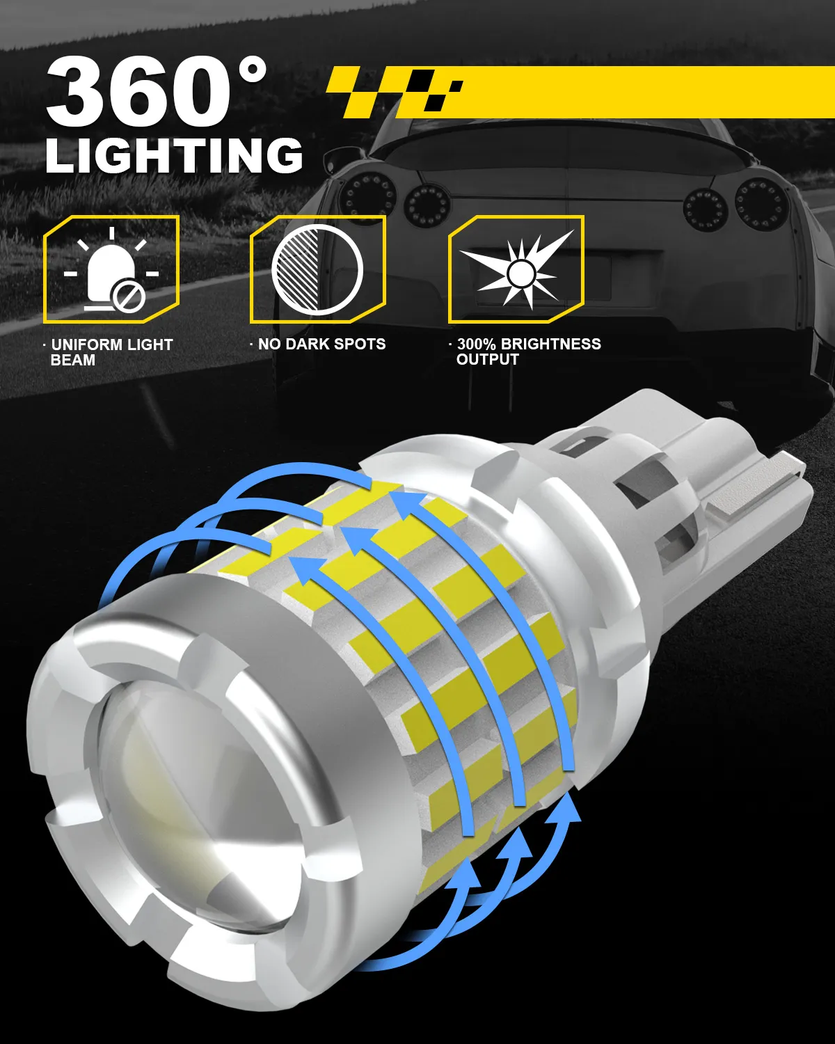 2x 2000LM Canbus T15 T16 LED Reverse Lights W16W Car Back Up Rear Lamp ...