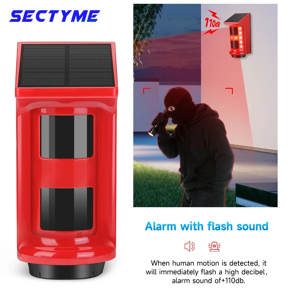 Solar-Powered PIR Infrared Alarm: Waterproof Home Security with Remote ...