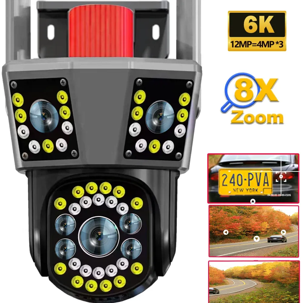 4K PTZ12MP WiFi Outdoor Security Camera, 8X Zoom 360° IP Camera with ...
