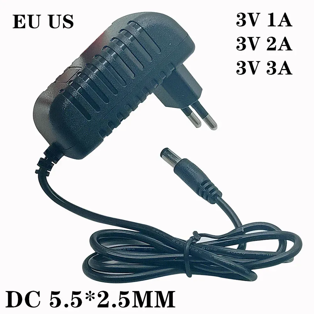 3-Prong Universal Power Supply Adapter with EU/US Plug, 100-240V AC to ...