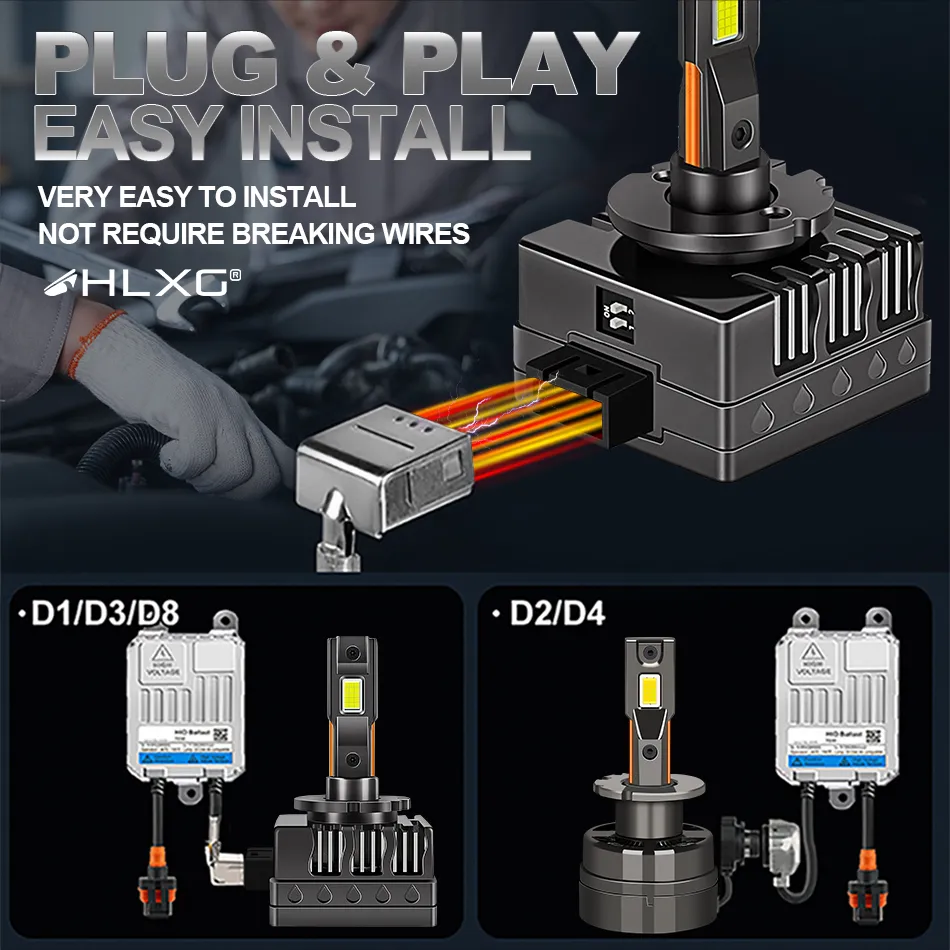 HLXG 850W D1S D3S LED Canbus Headlights Bulbs CSP LED 400000LM D2S D4S ...