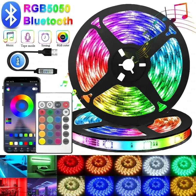 5M RGB LED Strip Lights With Remote Control Ice Tape For Kitchen ...