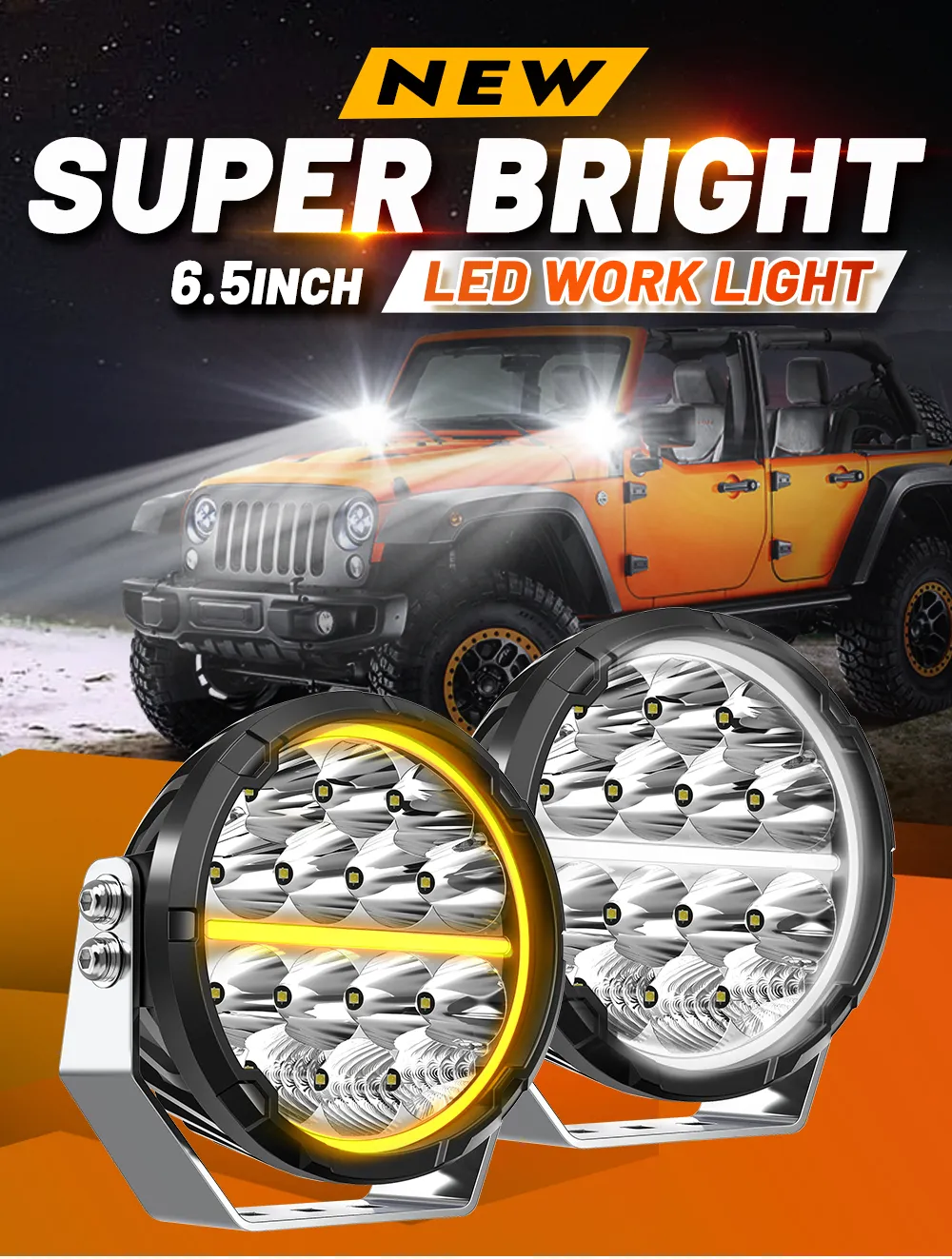 Round Offroad Lights 9 Inch Round Spot LED Pods Driving Lamp Combo Beam ...