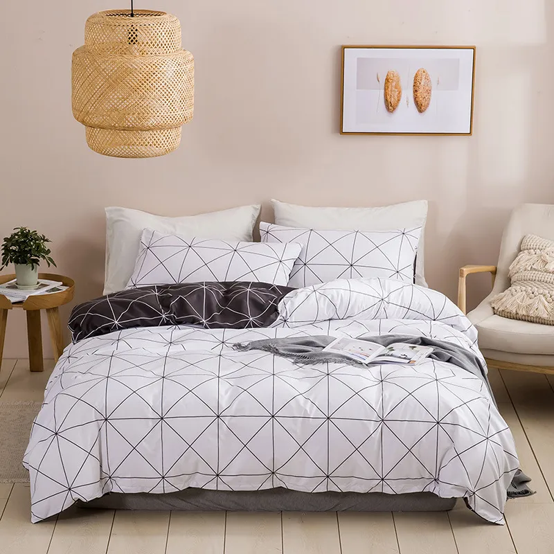 Geometric Print Bedding Set: Soft Duvet Cover Set with Quilt Cover and ...