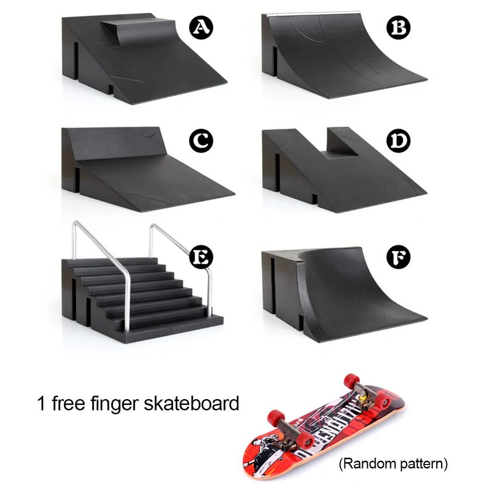 Mini Finger Toy Skateboard Skate Park Ramp Kit With 1 Finger Skateboard ...