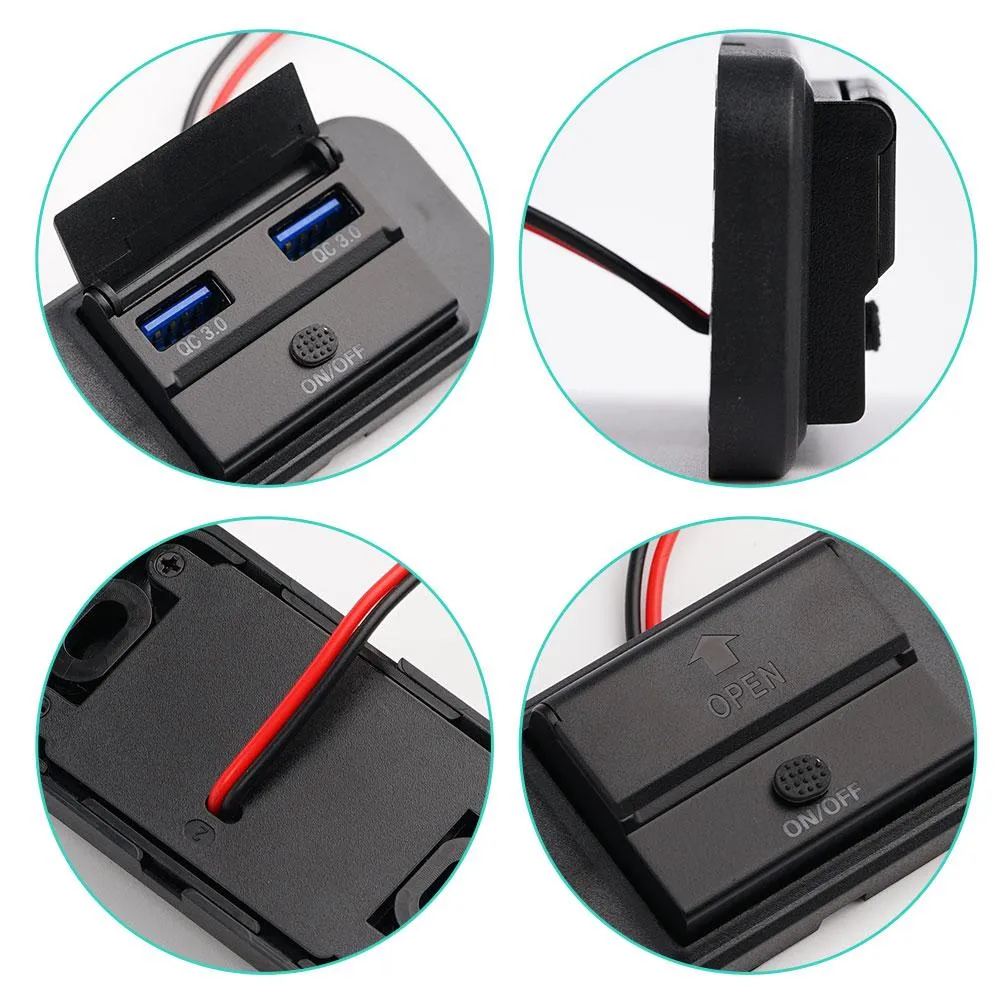 12/24v Qc3.0 Pd Car Charger Socket Quick Charge Dual Usb With On/off ...