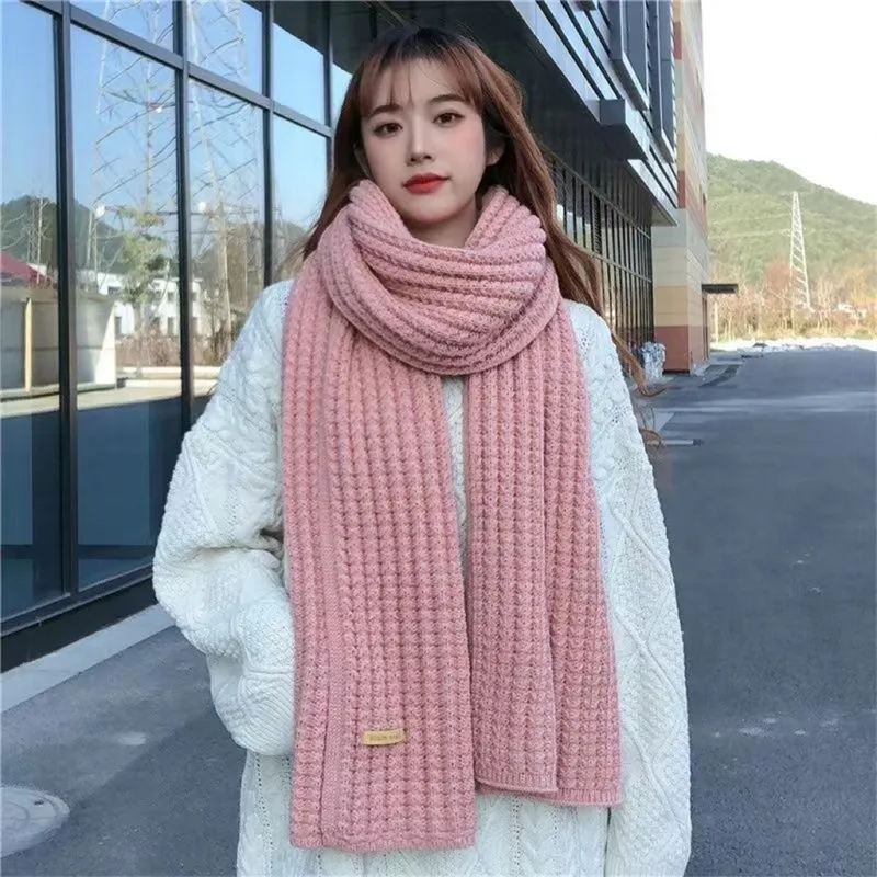 2024 Winter Women Warm Scarf Knit Thick Scarves Unisex Casual Solid ...