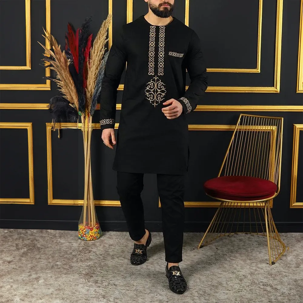 Premium 2-Piece African Men's Designer Dashiki Suit: Luxury Elegance ...