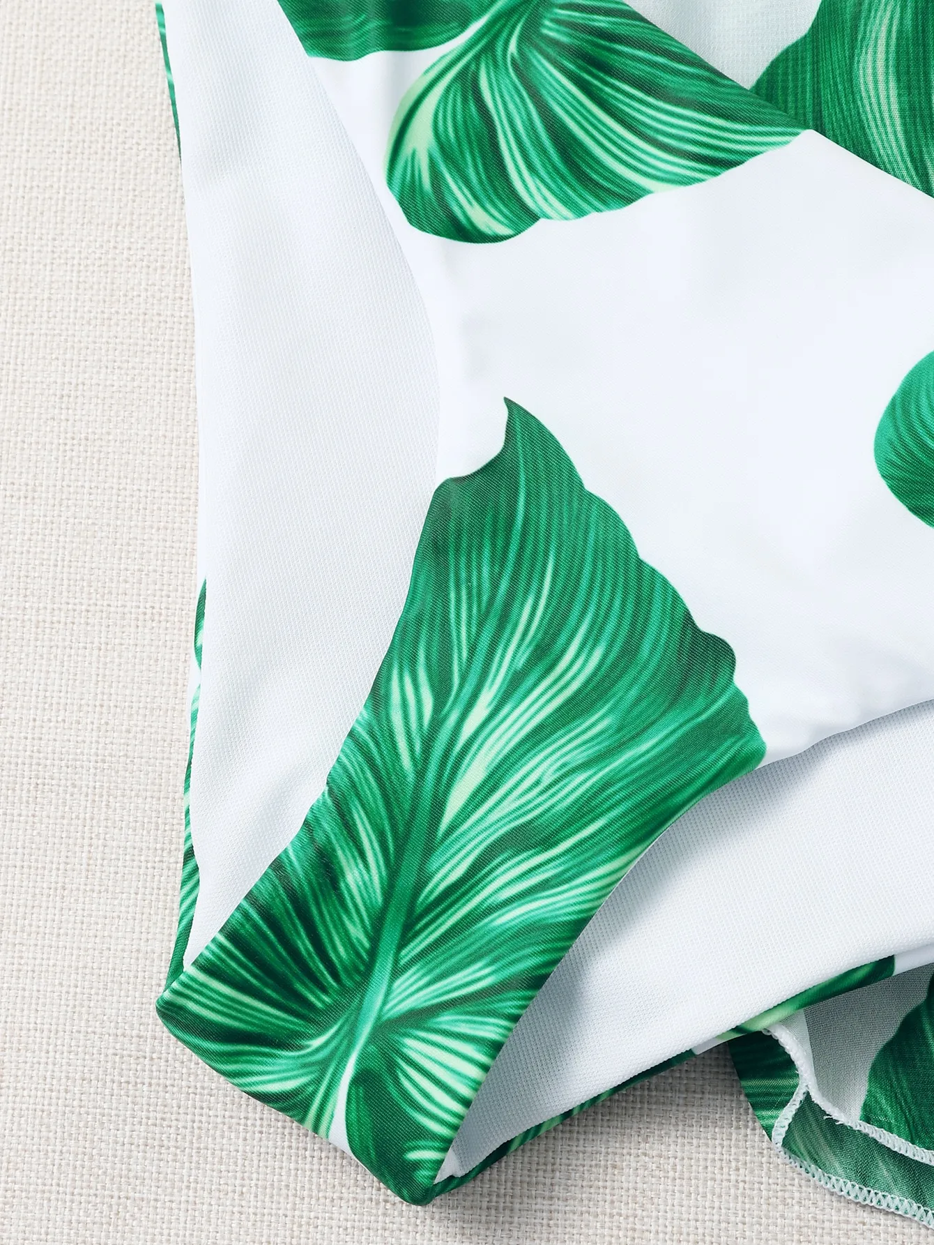 Leaf Print Triangle Bikini Set With High Waist Bottoms Stylish Beach ...