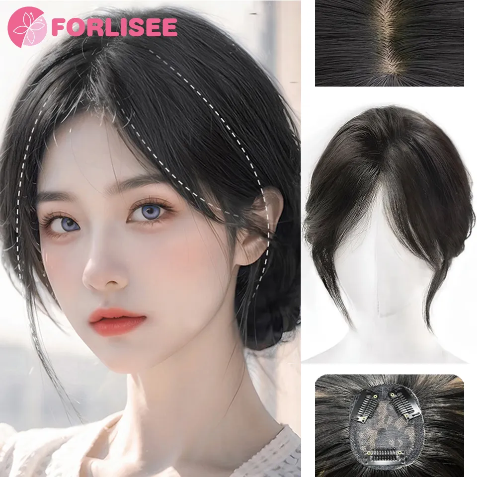 FORLISEE Mid-Split Bangs Wig Patch for Hair Volume and Skull Height ...