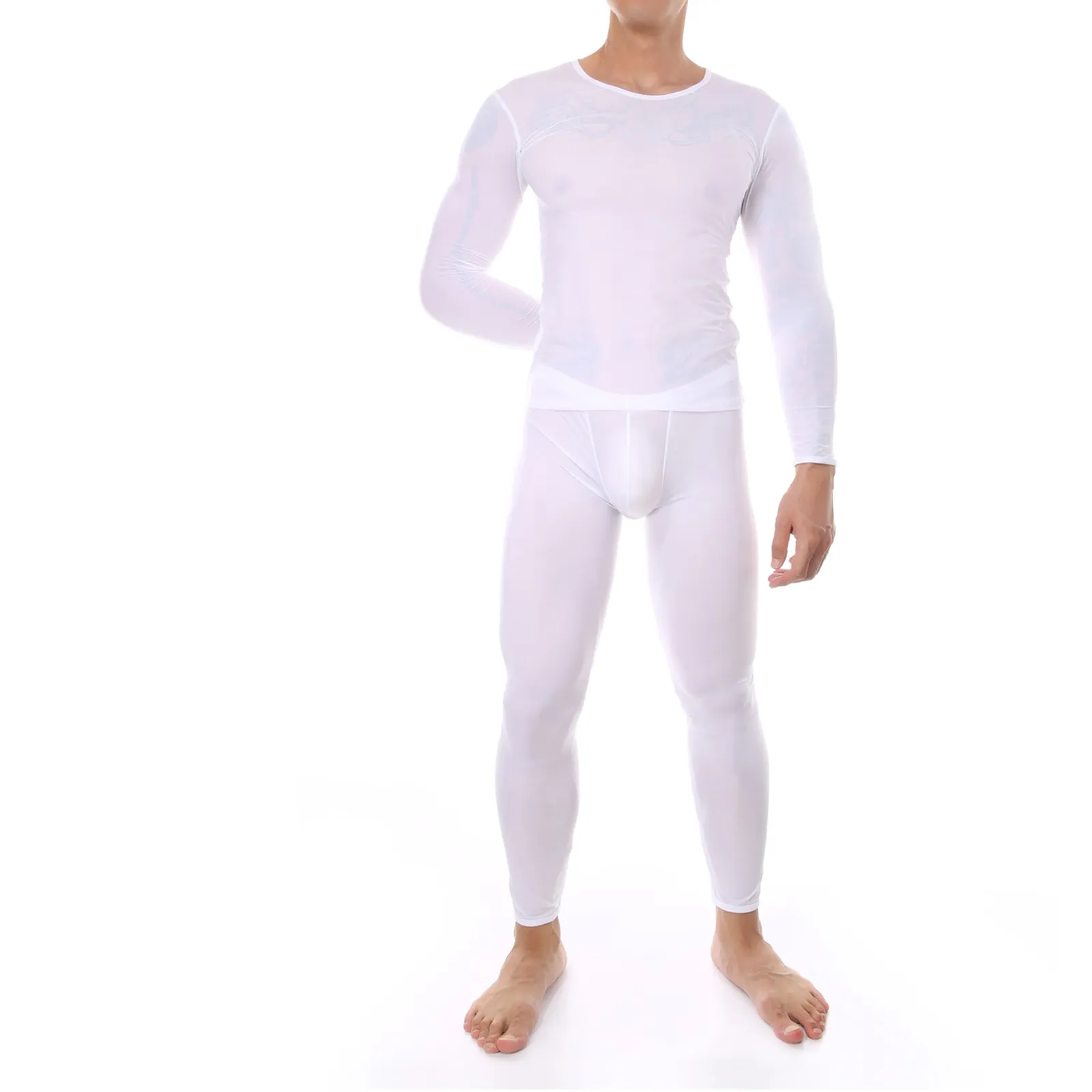 Clever-Menmode Sexy Long Johns Men's Thermal Underwear Sleepwear Ice ...